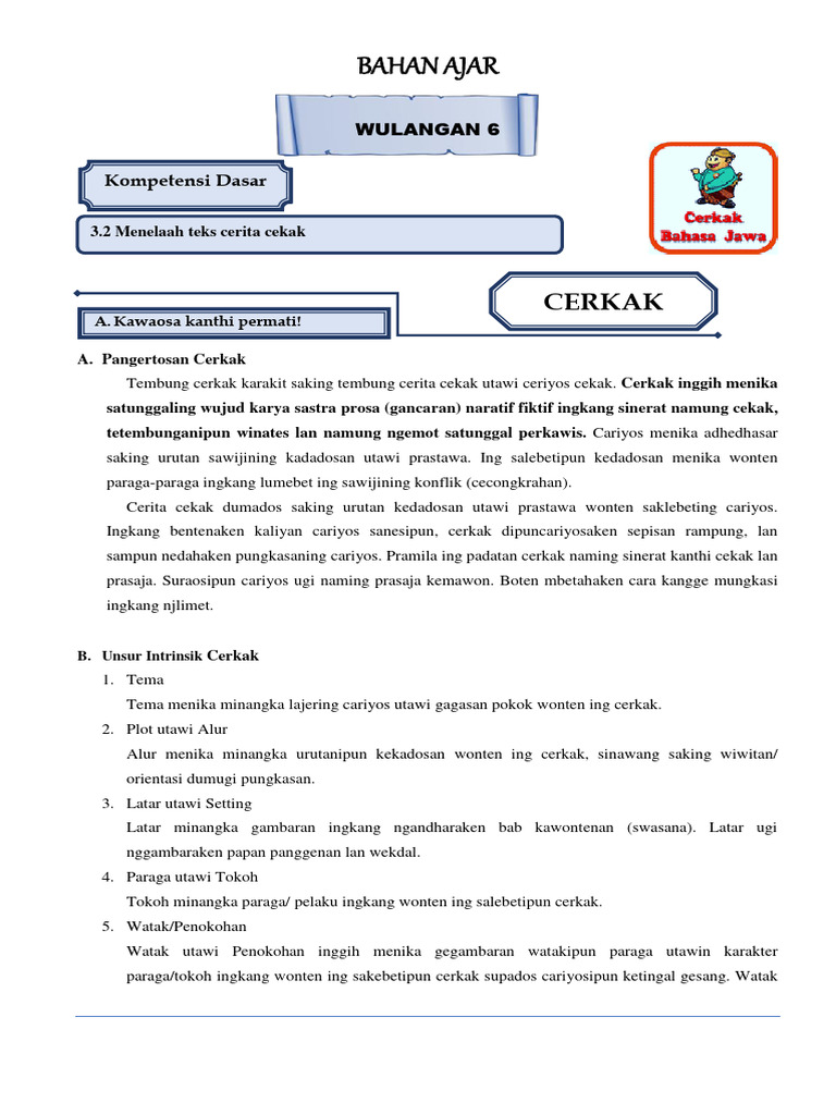 Materi Cerkak Kelas Xi | PDF
