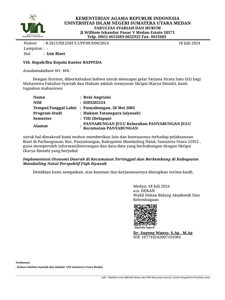 Surat Mini Riset | PDF