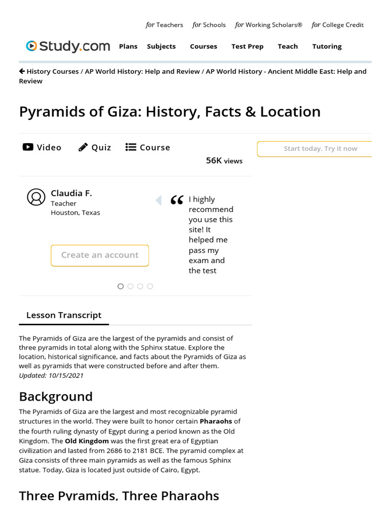 Pyramids of Giza - History, Facts & Location - Video & Lesson ...