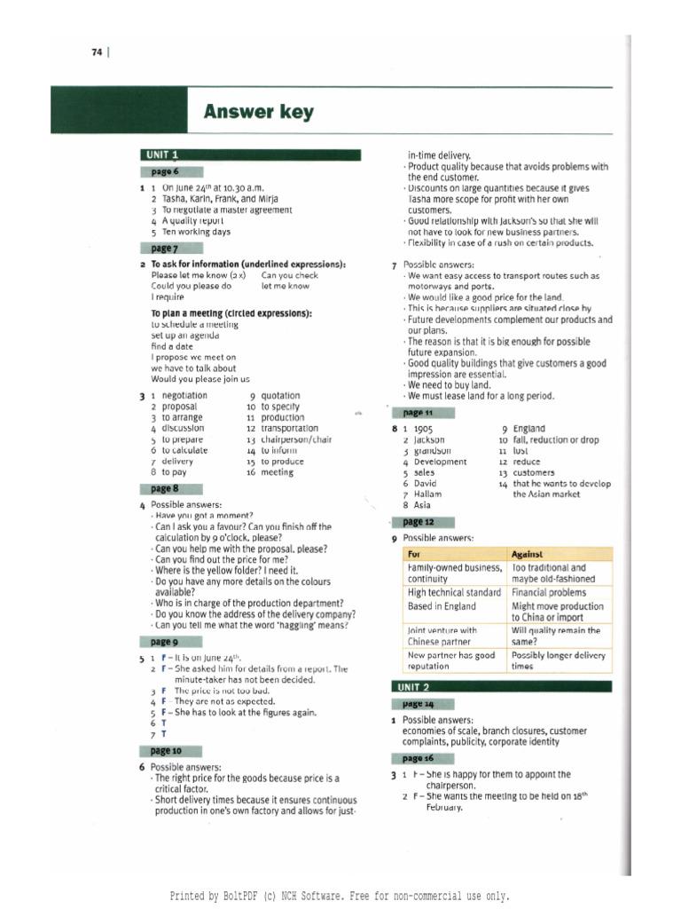 English For Negotiating Answer-Key | PDF | Technology & Engineering