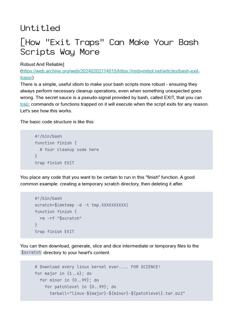 How "Exit Traps" Can Make Your Bash Scripts Way More Robust and Reliable-1 | PDF | Mongo Db ...