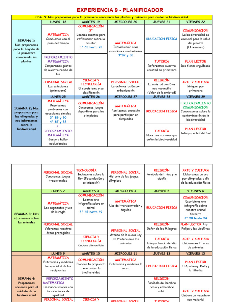 Plan de Reforzamiento - Eda 9 | PDF