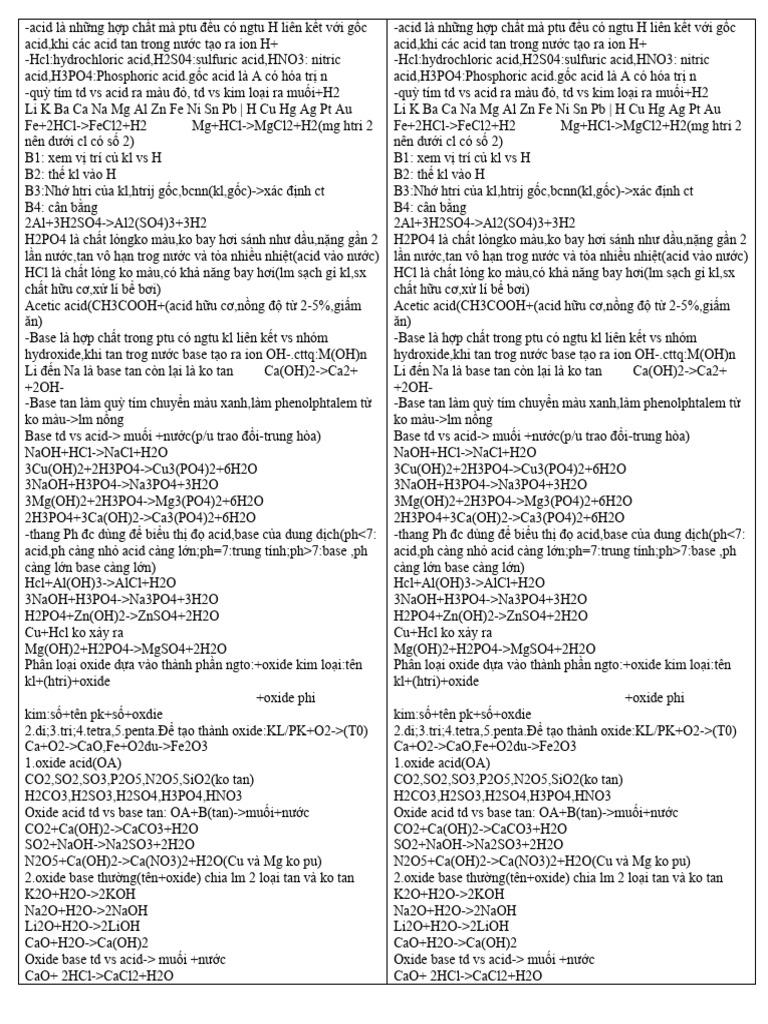 Acid Là Những Hợp Chất Mà Ptu Đều Có Ngtu H Liên Kết Với Gốc Acid | PDF
