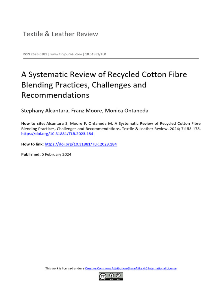 A Systematic Review of Recycled Cotton Fibre Blending Practices ...