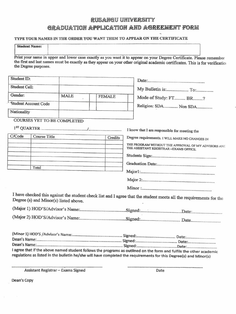 Graduation Form | PDF