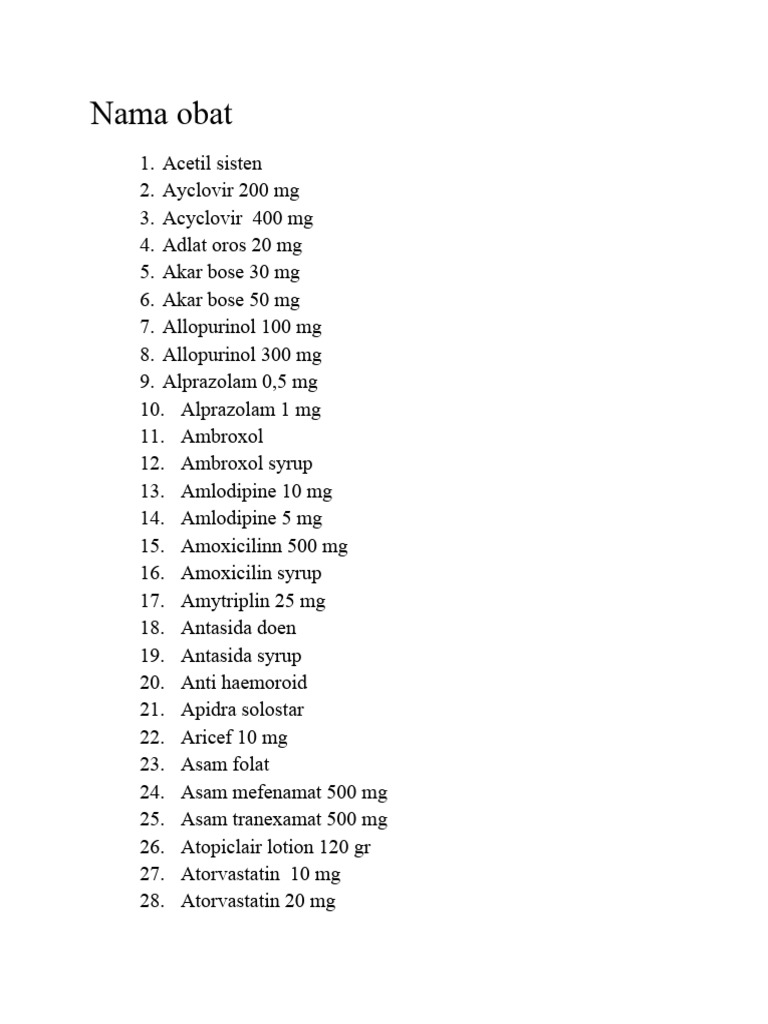 Nama Obat Kevin | PDF | Science & Mathematics