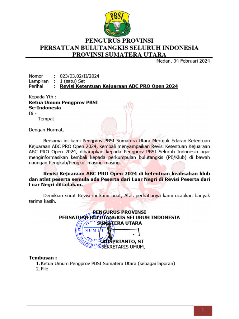 Revisi Ketentuan ABC PRO Open 2024 | PDF