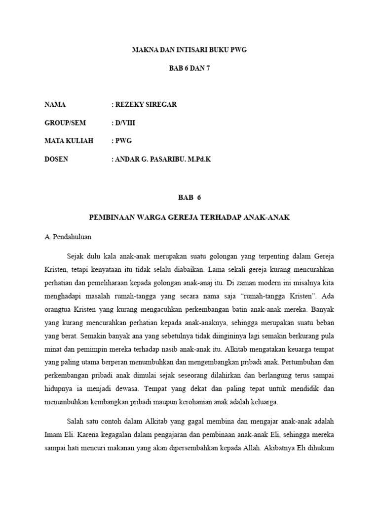 Tugas Online MK PWG Laporan Baca Buku Bab 6 Dan 7. | PDF