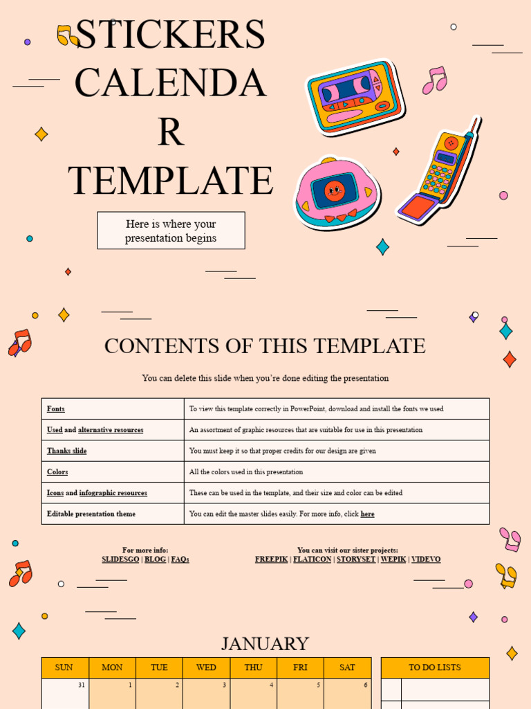 Stickers Calendar Template Creative | PDF | Planets | Solar System