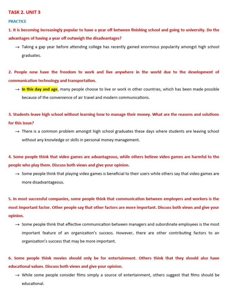 Unit 2 - Writing Intro (Answer) | PDF | Communication | Video Games