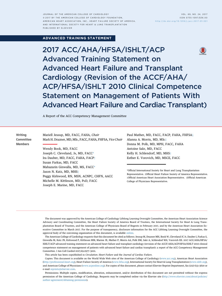 2017 - Advanced Training Statement On Advanced Heart Failure and Transplant Cardiology (ACC ...