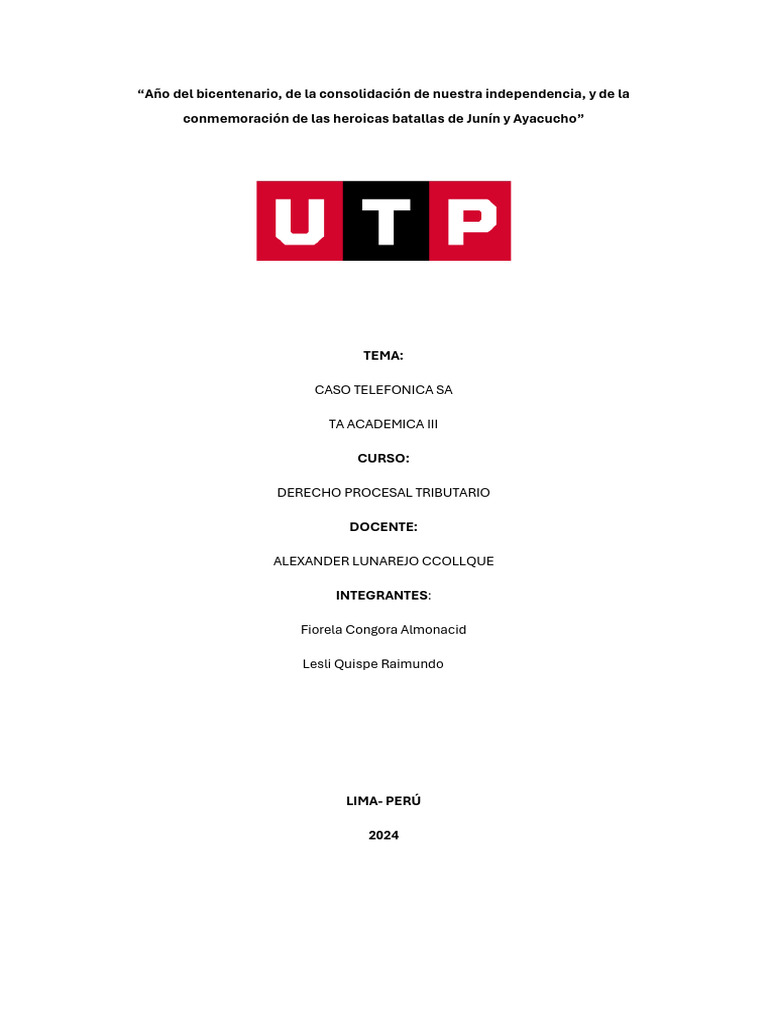 Ta2 Procesal T Caso Telefonica | PDF | Pagos | Ley procesal
