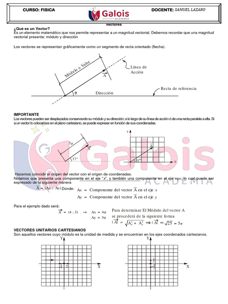 Vectores y Componentes Cartesianas | PDF | Sistema de coordenadas ...
