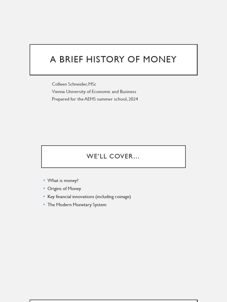 Colleen Schneider - History of Money | PDF | Money | Currency