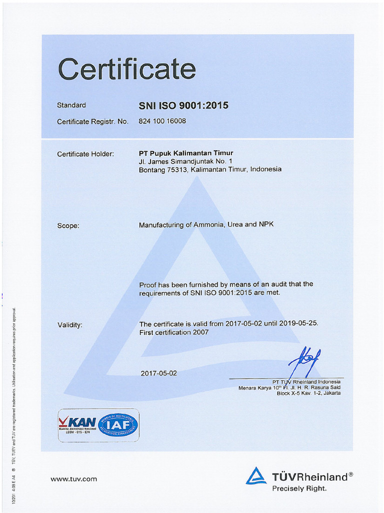 Sertifikat ISO 9001 2015 | PDF