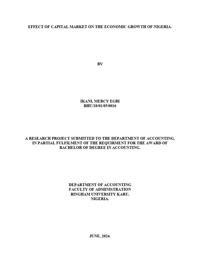 Mercy Project Work Edited | PDF | Financial Markets | Economic Growth