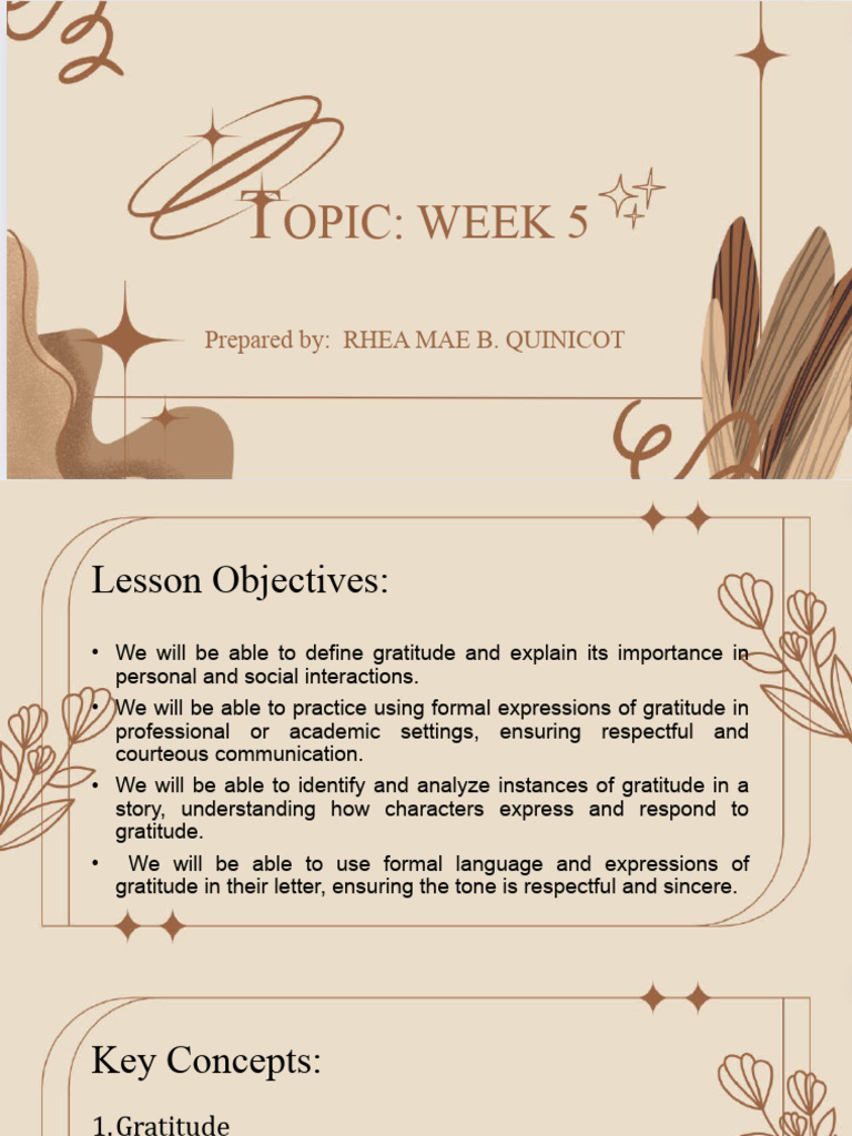 Topic Week 5 | PDF | Gratitude | Communication