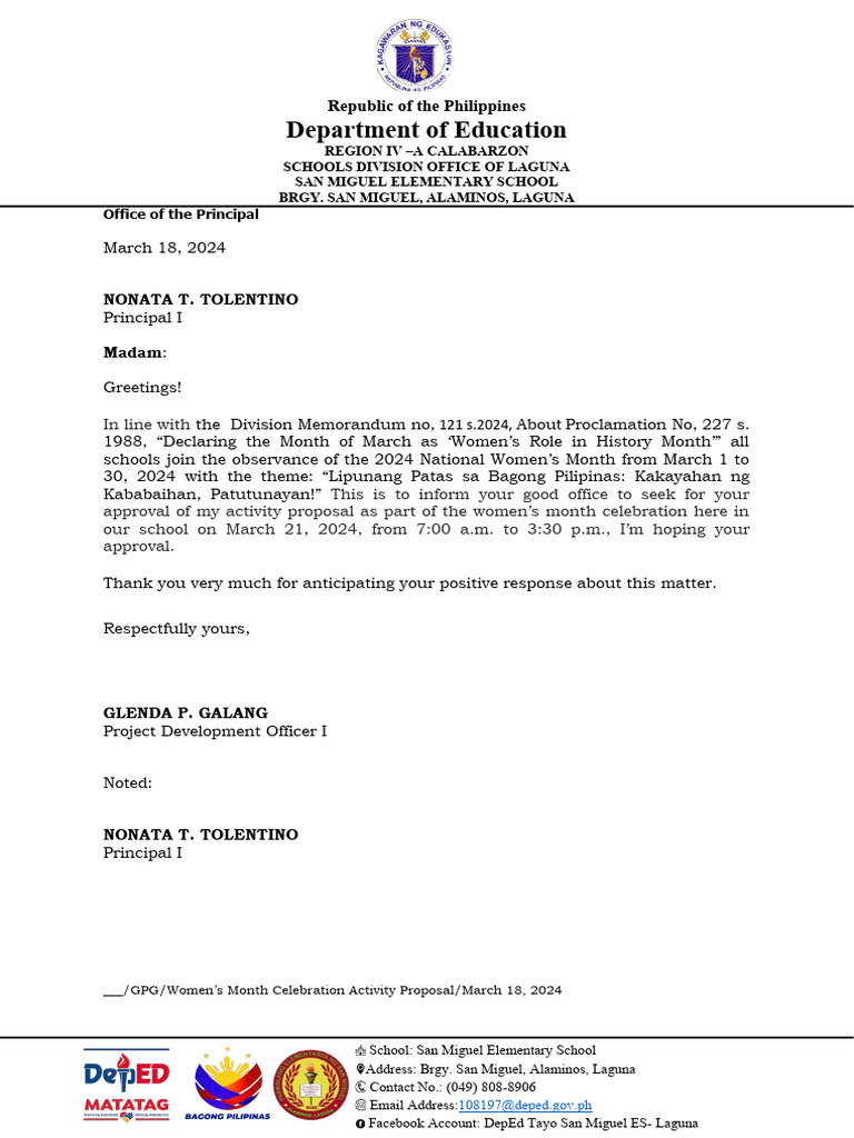 2024 Women's Month Proposal | PDF | Justice | Crime & Violence