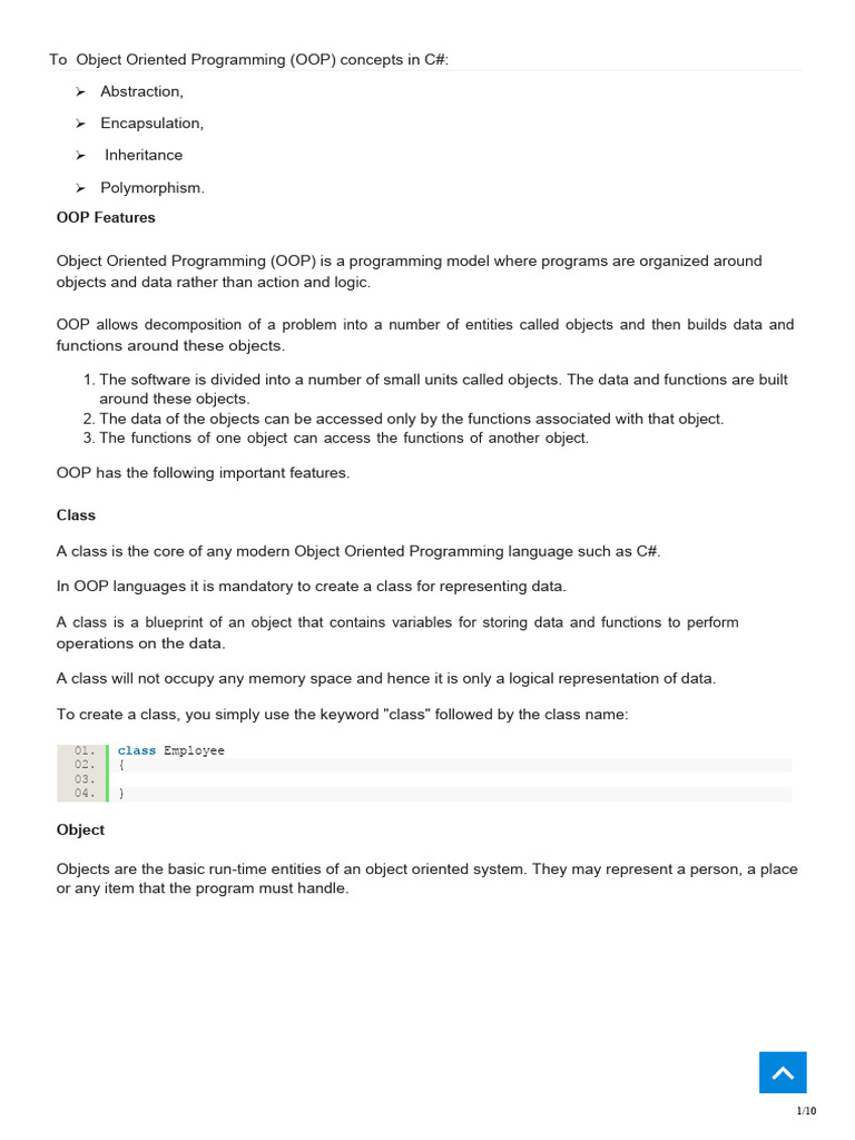 Oop Features Class Pdf Object Oriented Programming Class 2596