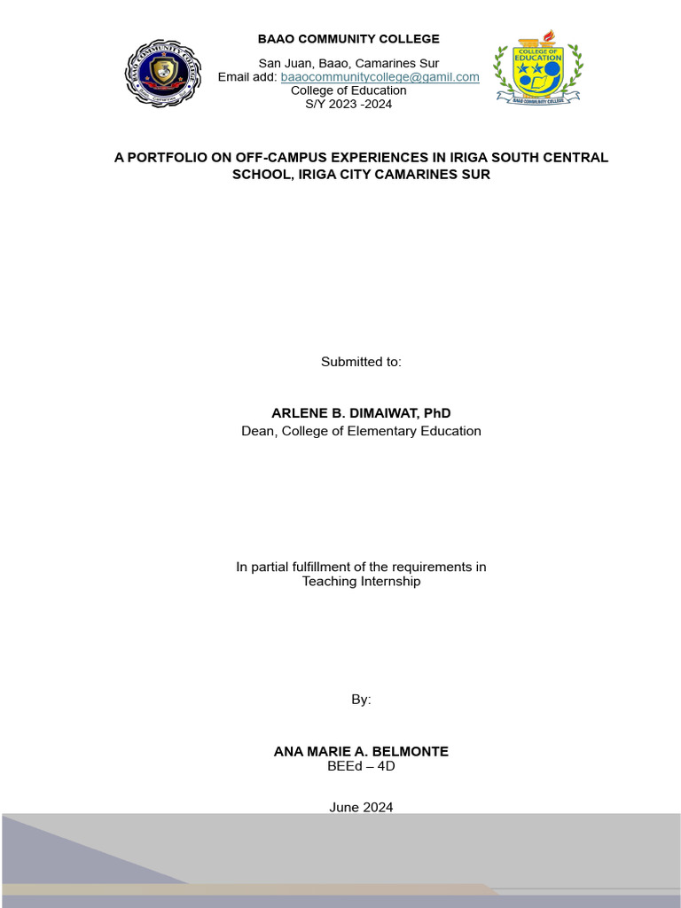 Off Campus Portfolio Minus | PDF | Teachers | Learning