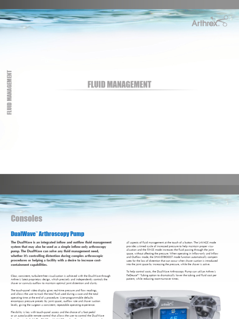 Arthrex Fluid Management | PDF | Pump | Discharge (Hydrology)