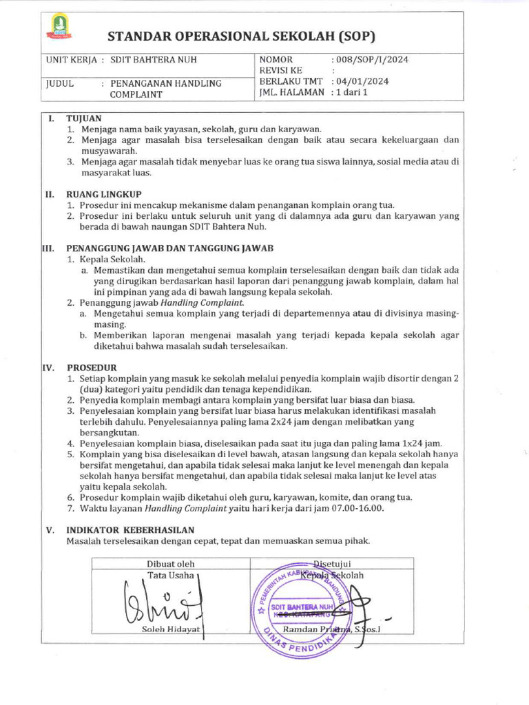 SOP Handling Complaint06 | PDF