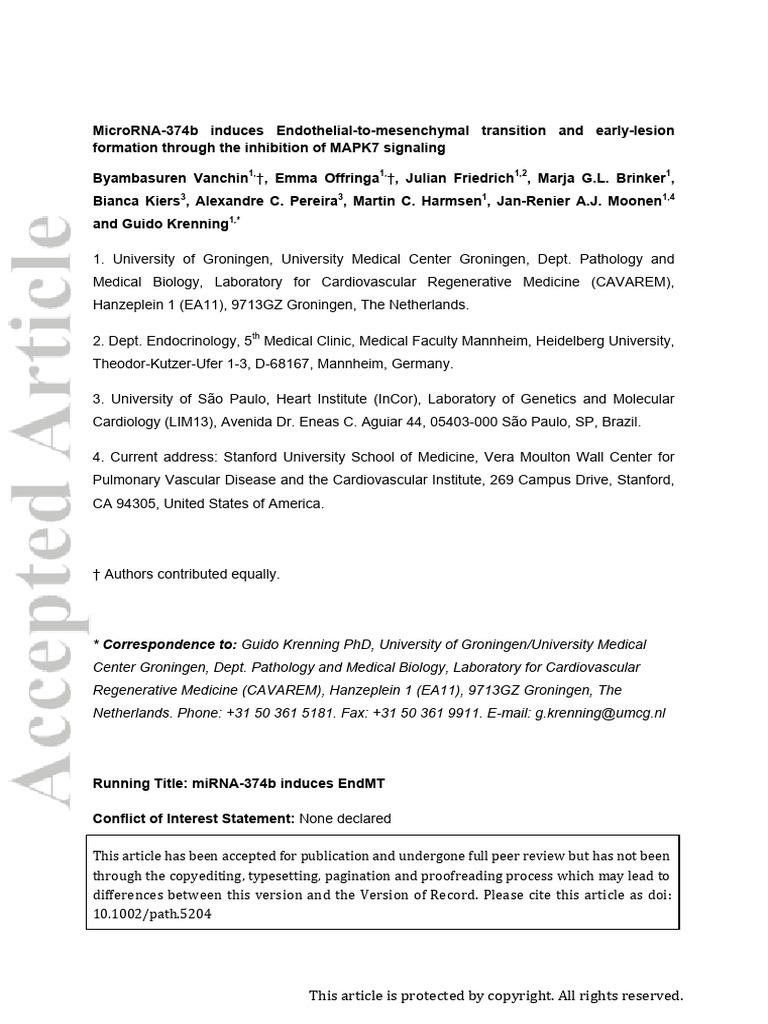 Correspondence To: Guido Krenning PHD, University of Groningen ...