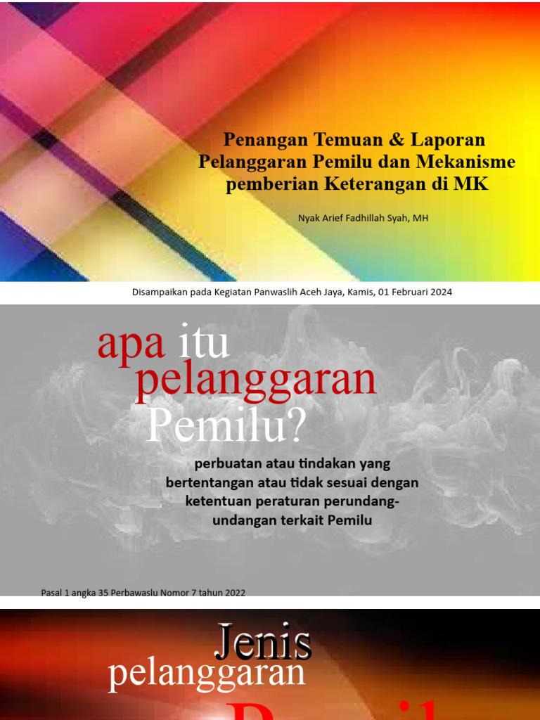 Mekanisme Laporan Pelanggaran Pemilu | PDF