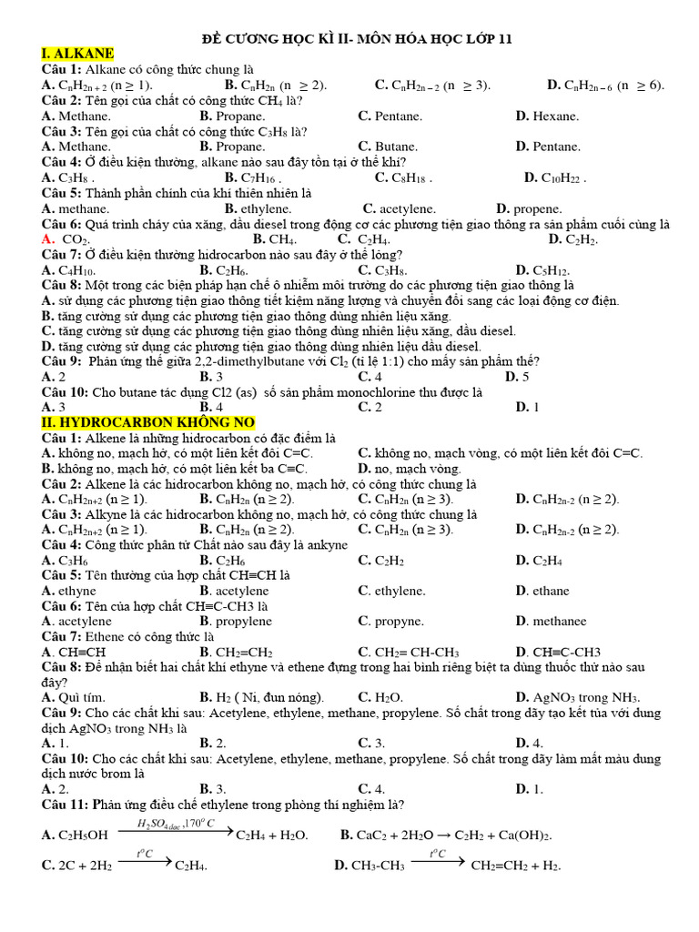 Hoa Hoc 11 de Cuong HK 2 Nam Hoc 2023 2024 | PDF