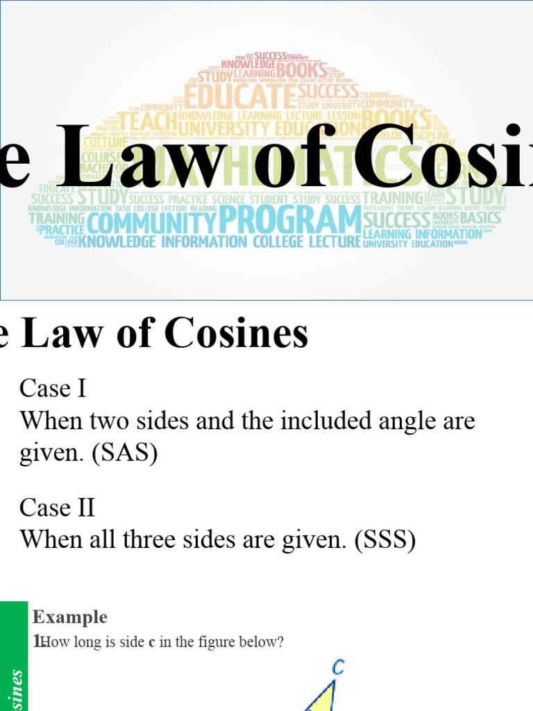 The Law of Cosines | PDF | Elementary Mathematics | Geometric Shapes