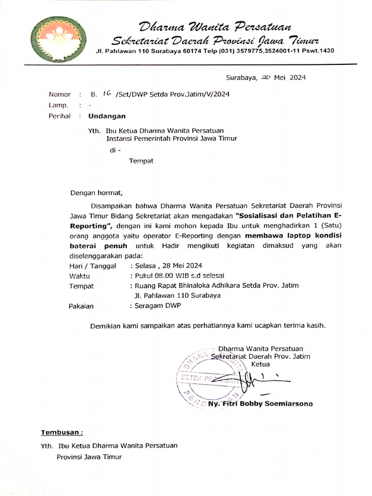 Undangan Ibu Ketua DWP IPP | PDF