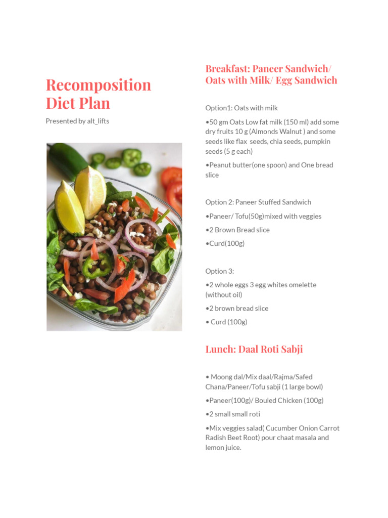 Body Recomposition Diet Plan | PDF | Cooking, Food & Wine