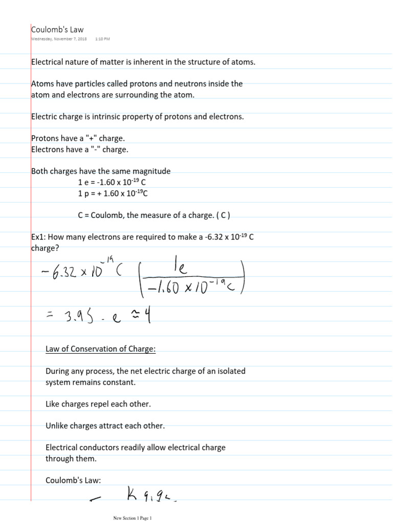 1 - Coulombs Law | PDF | Electric Charge | Force