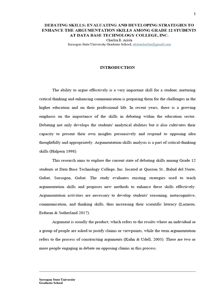 Introduction and Methodology by Ariola Charlyn | PDF | Critical Thinking | Methodology