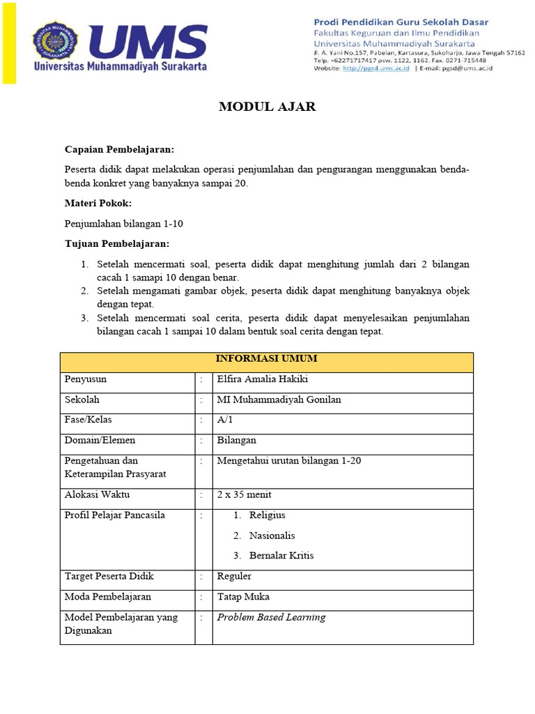 PLP Modul Ajar Kelas 1 | PDF | Karier & Perkembangan