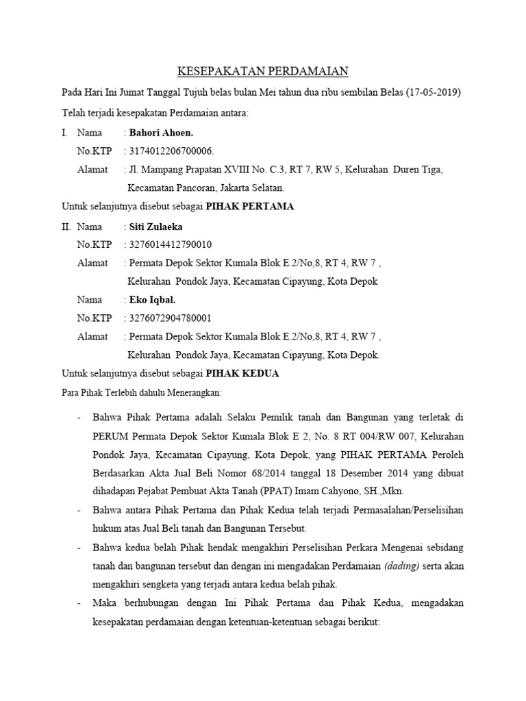 Akta Perdamaian | PDF