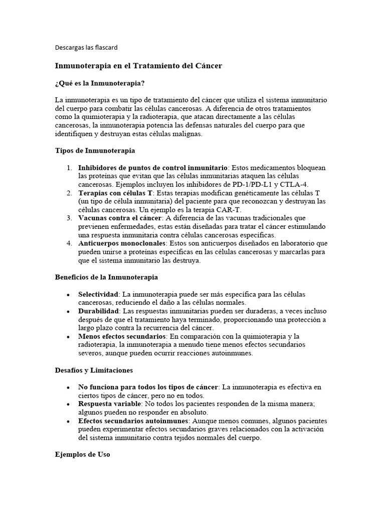 Inmunoterapia: Avances y Desafíos en Cáncer | PDF | Inmunoterapia | Cáncer