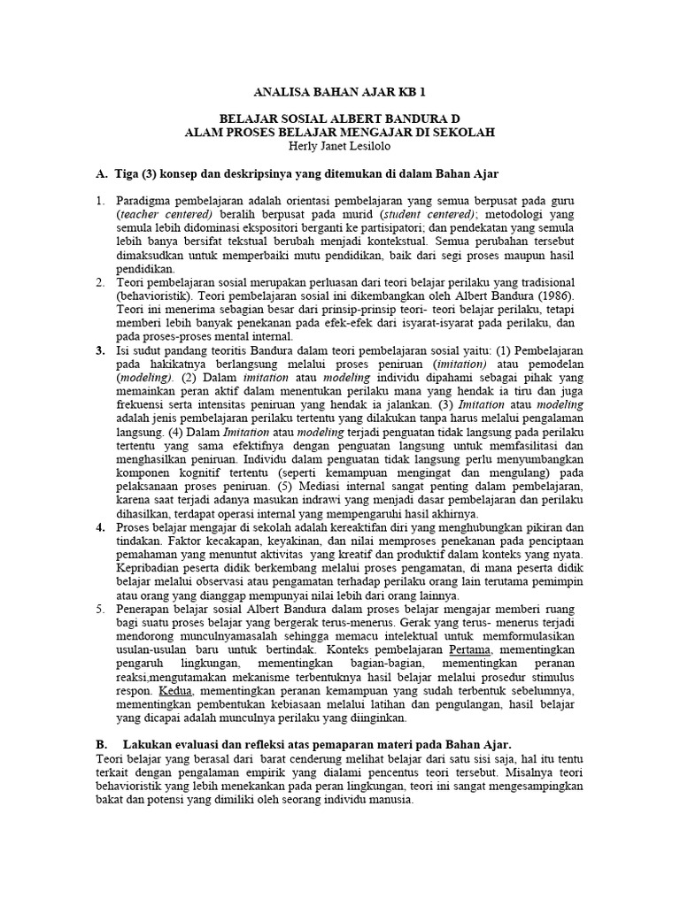 Analisa Materi - KB 1 Teori Belajar Dan Pembelajaran | PDF
