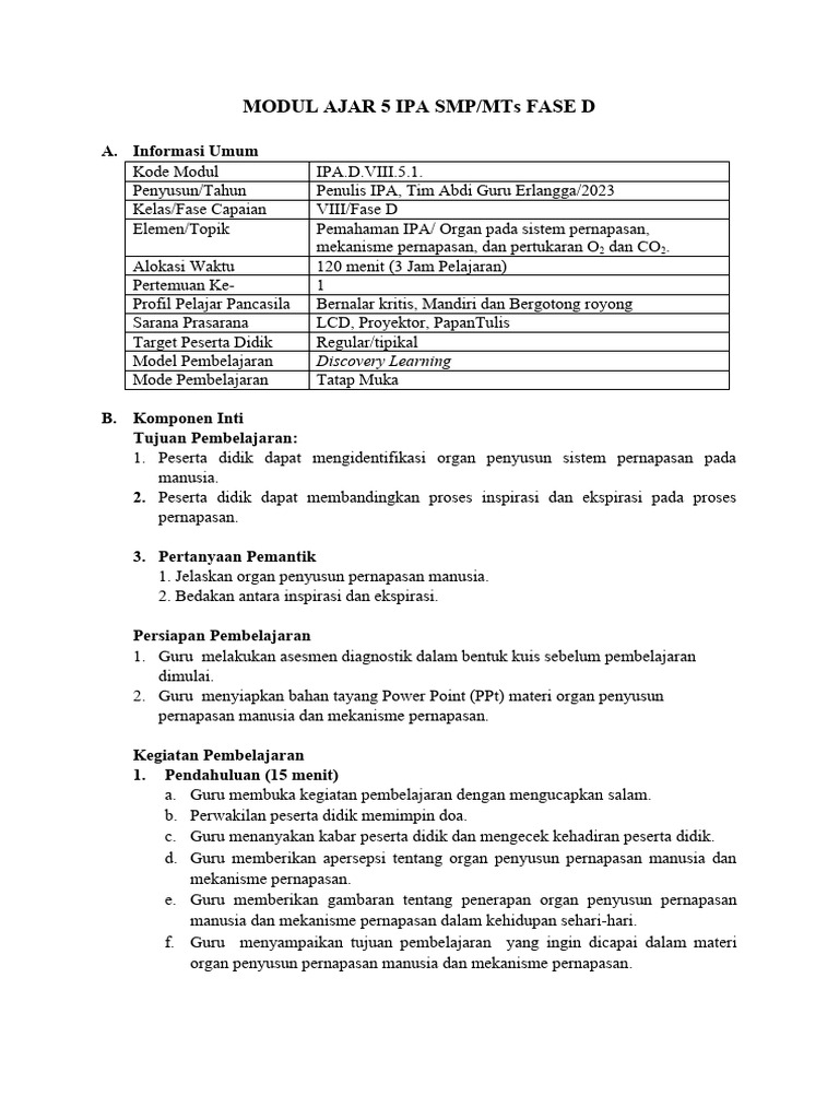 IPA SMP - MTS KLS.8 - KM-MA (Modul Ajar) - Modul Ajar IPA SMP Kelas 8 | PDF IPA SMP - MTS KLS.8 - KM-MA (Modul Ajar) - Modul Ajar IPA SMP Kelas 8 | PDF