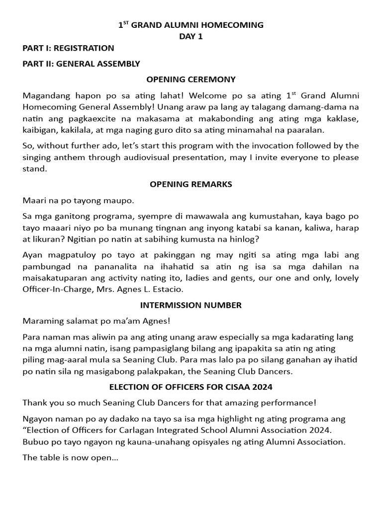 1st Grand Alumni Homecoming | PDF