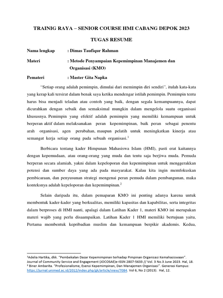 Resume Materi KMO - Dimas Purwakarta | PDF