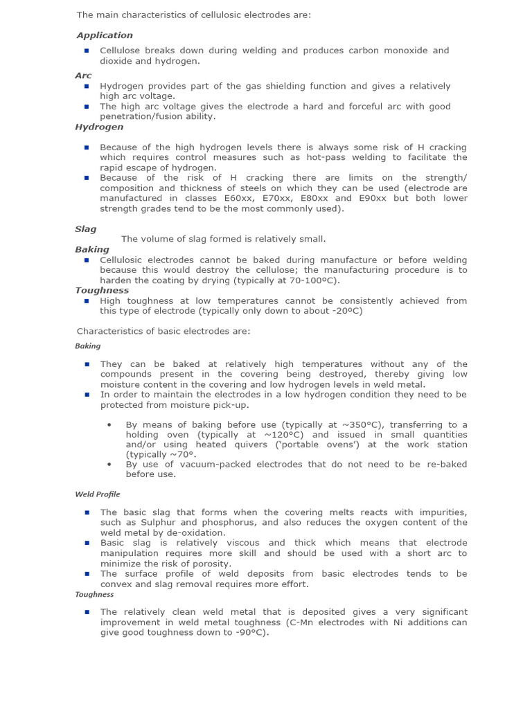 The Main Characteristics of Cellulosic Electrodes Ar1 | PDF | Welding ...