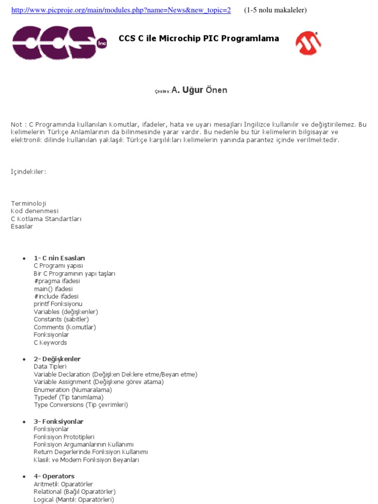 CCS C Ile PIC Programlama 1-5 | PDF