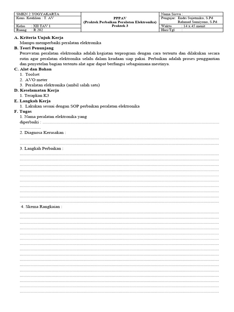 01 - Jobsheet - Praktek P3AV - Endri Sujatmiko - 3 | PDF