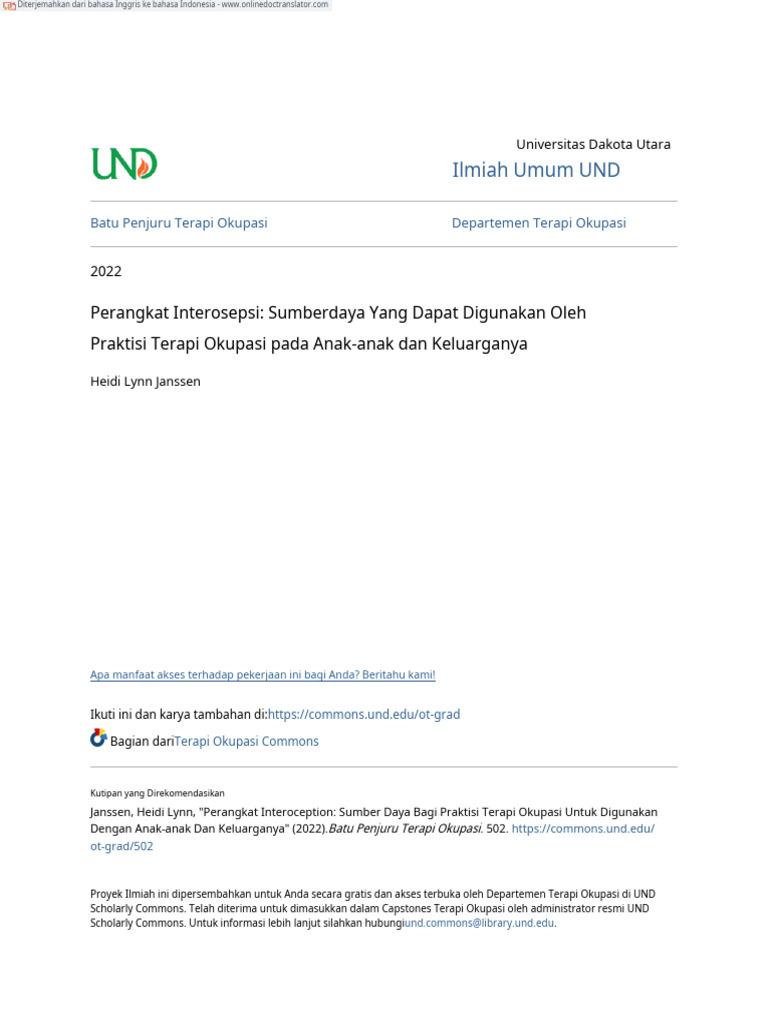 Interoception Toolkit - A Resource For Occupational Therapy Practi - En.id | PDF