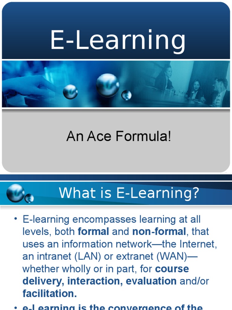 E-Learning: An Ace Formula! | PDF | Educational Technology | Computer ...
