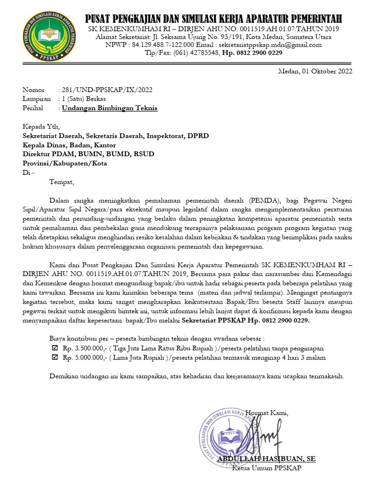 Undangan Bimbingan Teknis PPSKAP | PDF | Karier & Perkembangan