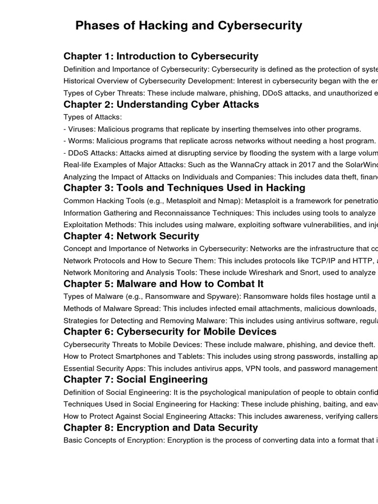 Phases of Hacking and Cybersecurity | PDF | Malware | Security