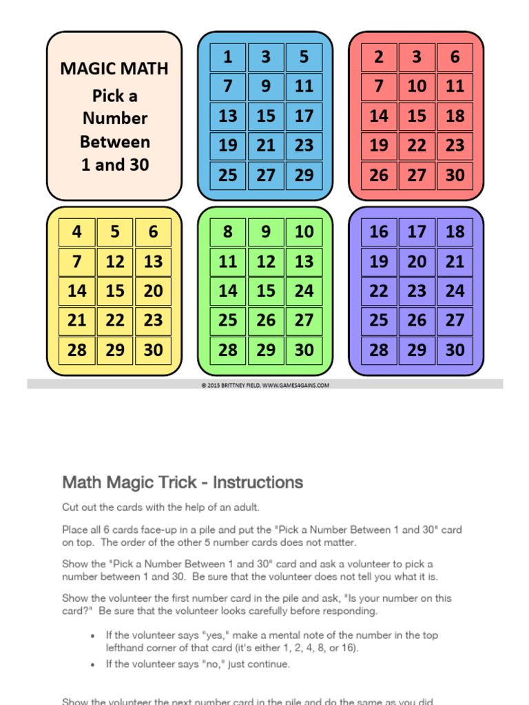 Math Magic Trick Pgs 1 and 2 | Download Free PDF | Card Games | Sports