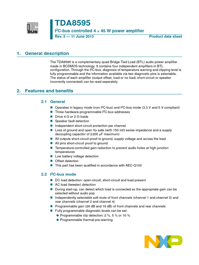 Tda 8595 | PDF | Amplifier | Electrical Components
